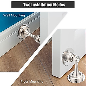 12 Pieces Magnetic Door Stoppers Magnetic Door Stops Stainless Steel Door Catch Door Holder No Drilling with Double Sided Adhesive Tape Screws for Stronger Wall Floor Mount