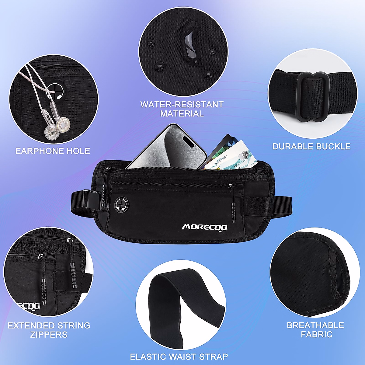 Running Belt for Women Men,Workout Fanny pack for Travel,Phone Holder for Running,Runner waist pack for Running Walking Cycling Camping Gym