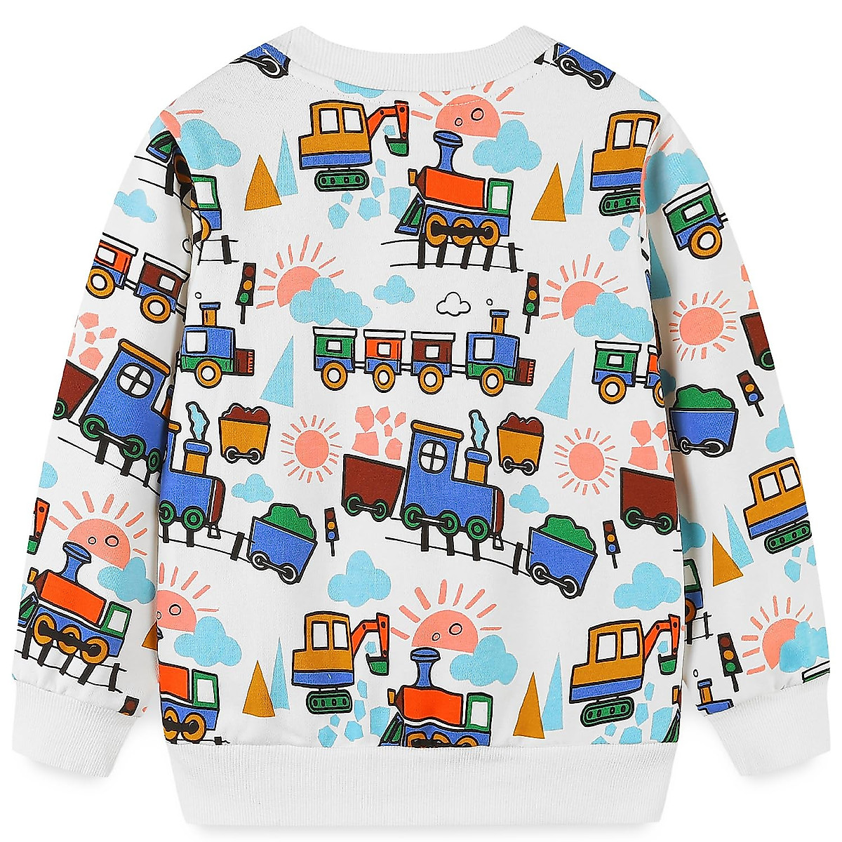 Bumeex Kids Toddler Boy Sweatshirt Hoodie Clothes Fall Winter Crewneck Long Sleeve Shirt Top Sweater Clothing Outfit White Train Boden 5t