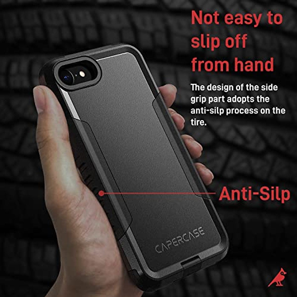 CAPERCASE Everyday Carry Series for iPhone se case, iPhone 8 case, iPhone 7 case, iPhone se 2022 case, iPhone se case 2020, Men Hard Shockproof Protective case, Black