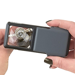 Carson 5x MiniBrite LED Lighted Slide-Out Aspheric Magnifier with Protective Sleeve - Set of 4 (PO-55MU),Gray