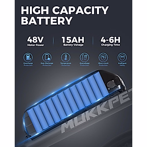 Mukkpet Suburban 750W Electric Bike for Adults, 25MPH Ebike, 26'' X 4.0 All Terrain Tire Electric Mountain Bikes 48V 15AH BMS Removable Battery Adult Electric Bicycles 7-Speed Electric Bike