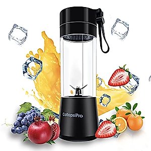 Powerful Portable Blender, Personal Size Blender for Shakes and Smoothies, Mini Rechargeable Shaker with 6 Blades, 14OZ for Kitchen, Travel, or Gym(Black)