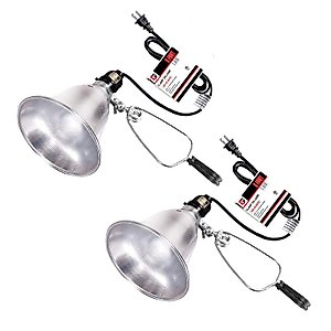 EP Clamp Lamp Light with Detachable 5.5 Inch Aluminum Reflector, 60 Watt E26 Socket (No Bulb Included), 6 Foot 18/2 SPT-2 Cord Cord, 2 Pack