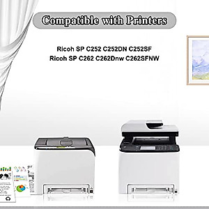 4 Colors Compatible Toner Cartridges Print Cartridges SP C252 C262 C252HA C262HA High Capacity 6500 Pages for Black & 6000 Pages for CMY TOPRINT for Ricoh SP C252DN C252SF C262Dnw C262SFNW Printers