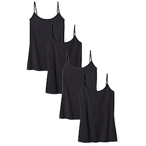 Amazon Essentials Women's Slim-Fit Camisole, Pack of 4, Black, X-Large