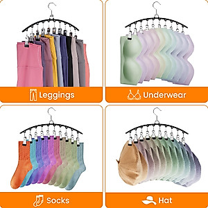 Legging Organizer for Closet, 2 Pack Metal Yoga Pants Hangers w/10 Clips Holds 20 Leggings/Hats/Jeans/Skirts Space Saving Closet Organizers and Storage, Black