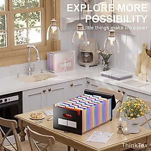 ThinkTex 26 Pockets Expanding File Folder, A-Z Colorful Tabs, Monthly Bill Receipt Documents Organizer, Larger Capacity, Letter/A4 Size