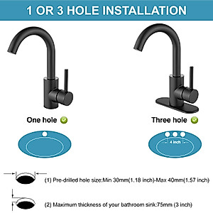 Midanya Wet Bar Sink Faucet,Single Handle Bathroom Kitchen Faucet 1 Hole Swivel Spout Farmhouse RV Small Vanity Lavatory Bath Utility Faucet with Deck Plate,Matte Black
