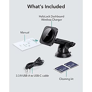 ESR HaloLock Dashboard Magnetic Wireless Charger, Compatible with MagSafe Car Charger, Windshield Car Mount Compatible with iPhone 14/14 Plus/14 Pro/14 Pro Max and 13/12 Series, Black