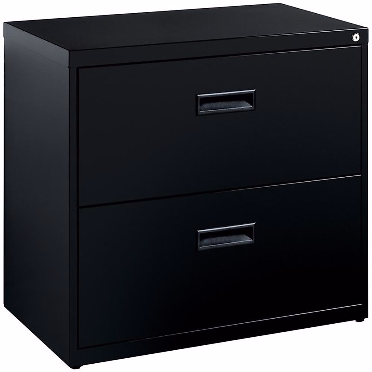 BOWERY HILL 2 Drawers 27.75" Lateral Black Metal Filing Cabinet Lockable Pre-Assembled Stationary Legal/Letter Size for Home, Office