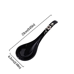 Spoons Silverware Household Large Soup Spoons Ceramic Rice Spoons Thickened Long Handle Spoons Restaurants Serving Soup Spoons Spoon Set (Color : A)