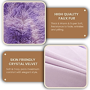 MEGO Tie Dye Print Fluffy Body Pillow Cover, 20x54 Shaggy Faux Fur Body Pillow Case, Light Purple Plush Fuzzy Body Pillowcase, Decorative Furry Long Bed Pillow with Zipper Hug Pillow Tie Dye Lavender