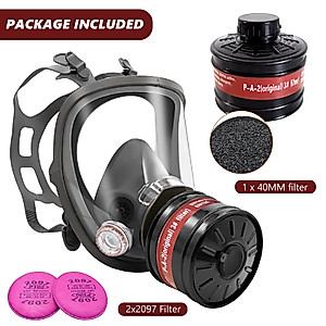 GZYZAMZ Reusable Full Face Gas Respirator, Anti-fog Gas Cover Organic Vapor Respirator Mask with 40 mm Activated Carbon Filter Canister and 2097 Particulate Filter, for Painting, Welding, Chemical