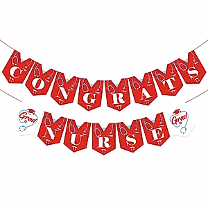 MZ.ogm Congrats Nurse Banner Congratulations Nurse Banner Nurse Graduation Decorations Nursing School Graduation Party Decorations RN Graduation Party Decorations