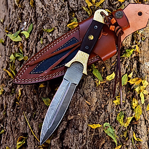 Damascus Steel fixed Blade Hunting Knife with Sheath for Men - Camping/Survival/Tactical/Handmade 9.5 Inches. SM29