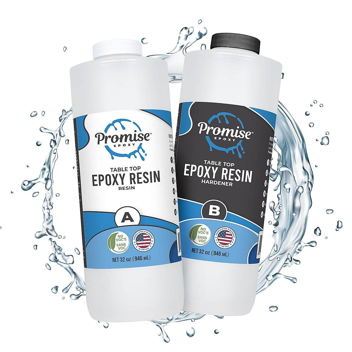 Promise Epoxy Resin Kit 64 oz - Crystal Clear, UV Resistant, Self Leveling, Food Safe for Table Top, Arts and Crafts, Wood Casting, Jewelry Making, Use with Mica Powder, Silicone Molds, Alcohol Ink