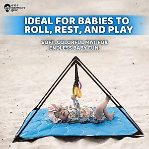 Portable Baby Play Mat for Travel and Outdoor Adventures, Easily Packs Into Stuff Sack, Packable Activity Gym and Tummy Time Mat, Lay and Play Adventure Mat