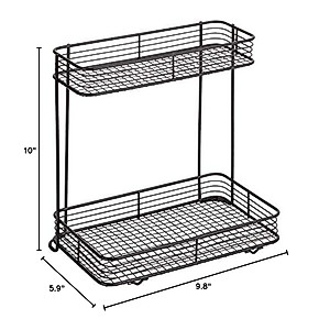 iDesign Vienna Steel Free-Standing 2-Tier Storage Shelf - 5.9" x 9.8" x 10", Matte Black