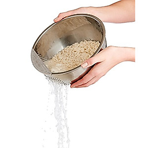 Helen's Asian Kitchen Rice Washing Bowl, 3-Quart, Stainless Steel