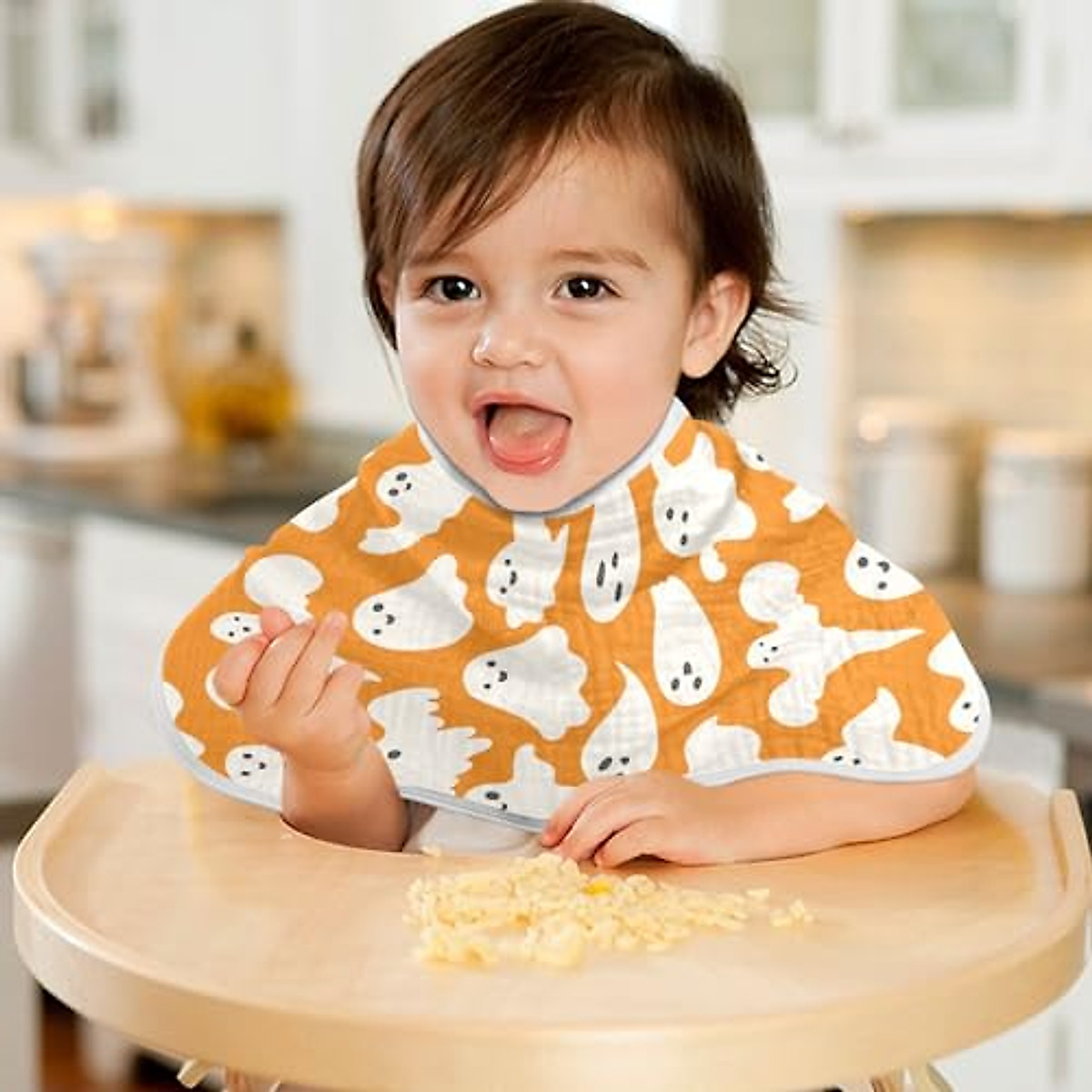 vvfelixl Muslin Burp Cloths Doodle Cute Ghosts Haloween Baby Washcloths for Baby Girl Boys 2 Pack Orange