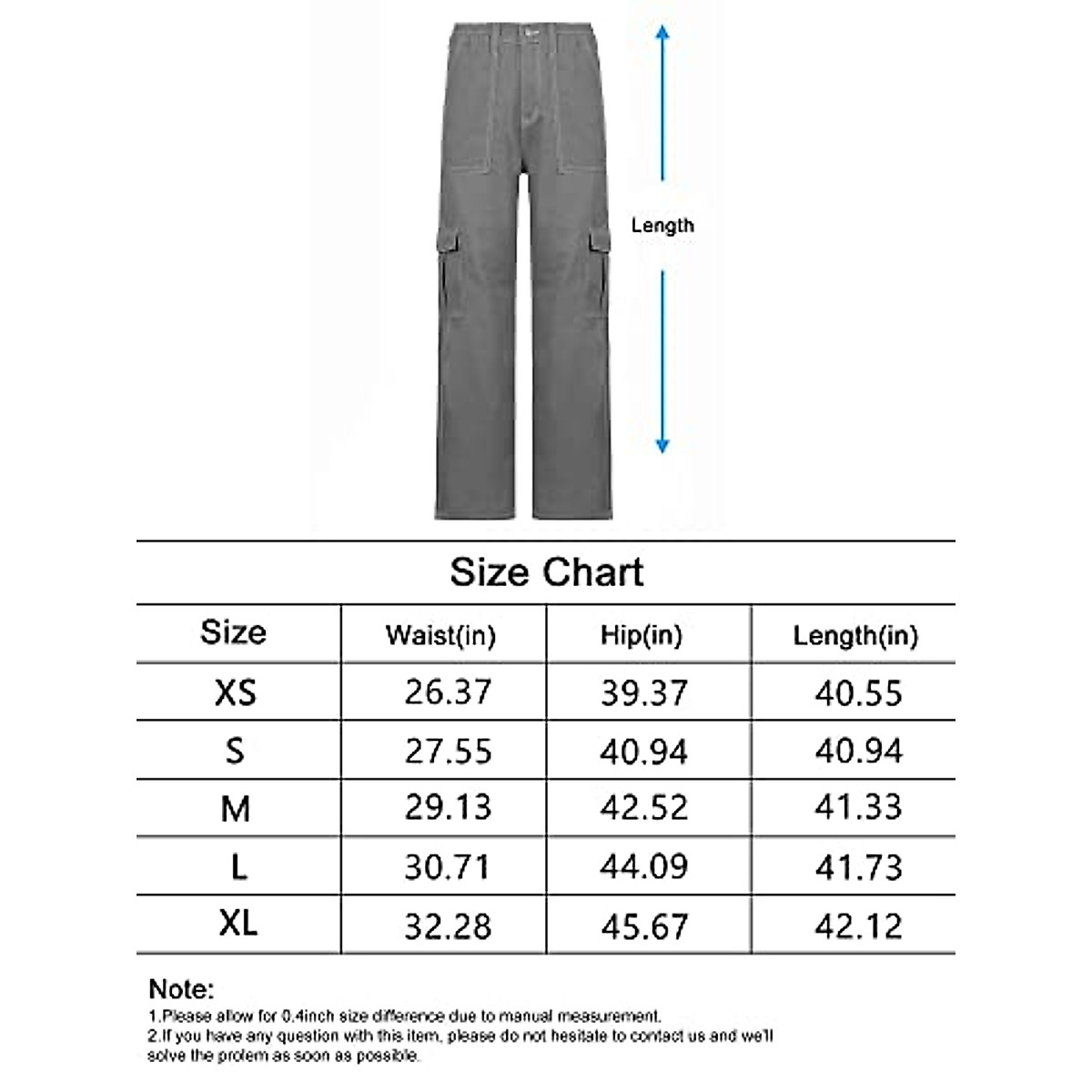 QYANGG High Waist Cargo Pants Women Stretch Baggy Cargo Pants Women Multiple Pockets Relaxed Fit Straight Wide Leg Y2K Pants Grey