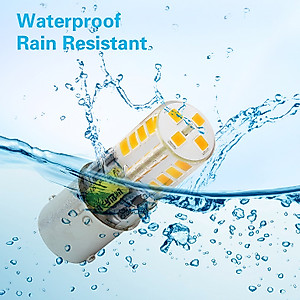 HRYSPN 4PCS BA15S LED Bulb 12V, Waterproof Bulb, 1141 1156 Bayonet Single Contact Base for Landscape RV Camper Interior Marine Boat Trailer Lights, Warm White 3000K