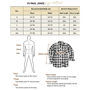 PJ PAUL JONES Mens Casual Button Down Shirts Flannel Plaid Cotton Regular Fit Long Sleeve Shirts Red White Large
