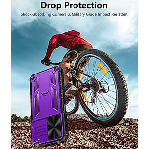 FNTCASE Case for Samsung Galaxy A14-5G: Military Grade Drop Proof Protection Rugged Protective A14 Cell Phone Cover with Built-in Kickstand & Slide - Shockproof TPU Matte Textured Tough Cases - Purple