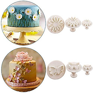 M MOACC Cake Tools 36 Piece Fondant Cake Cookie Plunger Sugarcraft Flower Leaf Butterfly Heart Shape Decorating Mold DIY Icing Plunger Tools