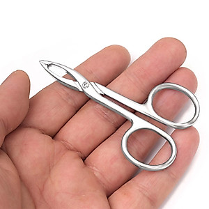 Motanar 2 Pieces Tweezers Scissor Handle Straight Tip Scissor Shaped Eyebrows Tweezers for Hair Plucker Remover Facial Hair Eyebrows Care (Silver)