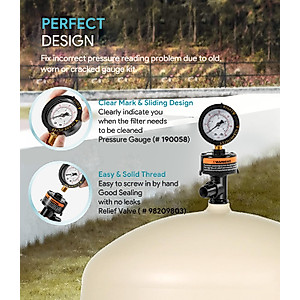98209800 High Flow Manual Air Relief Valve w/Pressure Gauge Replacement for Pool and Spa Filter