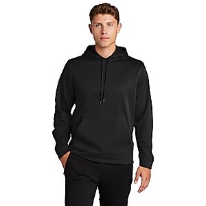 SPORT-TEK Sport-Wick Fleece Hooded Pullover F244, Black, X-Large