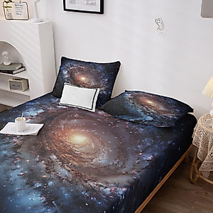 Fizzenobia Full Size Sheets Set - Galaxy Bed Sheets & Bedroom Decor, Kids Universe Sheet Set - Soft Breathable Microfiber Deep Pocket Patterned Bedding Sheets & Pillowcases