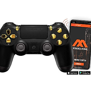 MODDEDZONE Black/Gold PRO Smart Rapid Fire Modded Controller compatible with PS4 Mods for FPS All Major Shooter Games Warzone & More (CUH-ZCT2U)