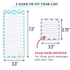 Magnetic Notepads in Large and Small Sizes for Fridge (4 Pack); Grocery Shopping List Pad, To-Do List, Reminders, Memo and Scratch Pad - Cute Modern Designs | Full Magnet Back | 50 Sheets per Note Pad