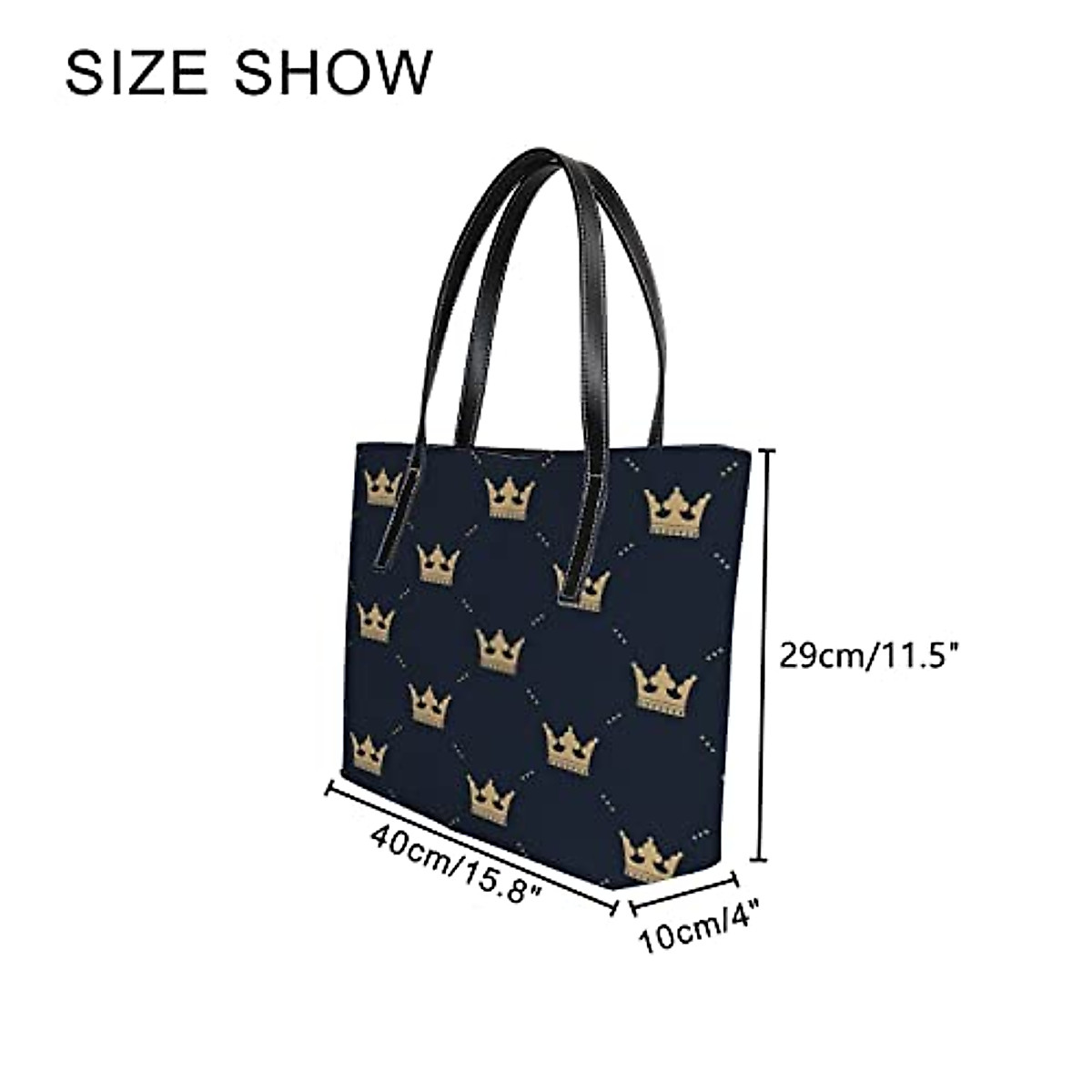 Fashion Tote Handbags Women's Soft Tote Shoulder Bag for Women Work Shopping Top Handle Satchel Bags, 15.8×4×15.4 inches,Fashion Crown