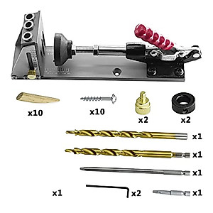 Pocket Hole Jig Kit, Pocket Screw Jig, Aluminum 3 in 1 Pocket Hole Drill Guide Jig Set, Professional Jig Kit Dowel Drill Joinery Screw Kit