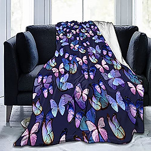 Nmbvcxz Butterfly Throw Blanket Cozy Flannel Fleece Blanket Air Conditioning Blanket for Living Rooms Sofa 50"x40"