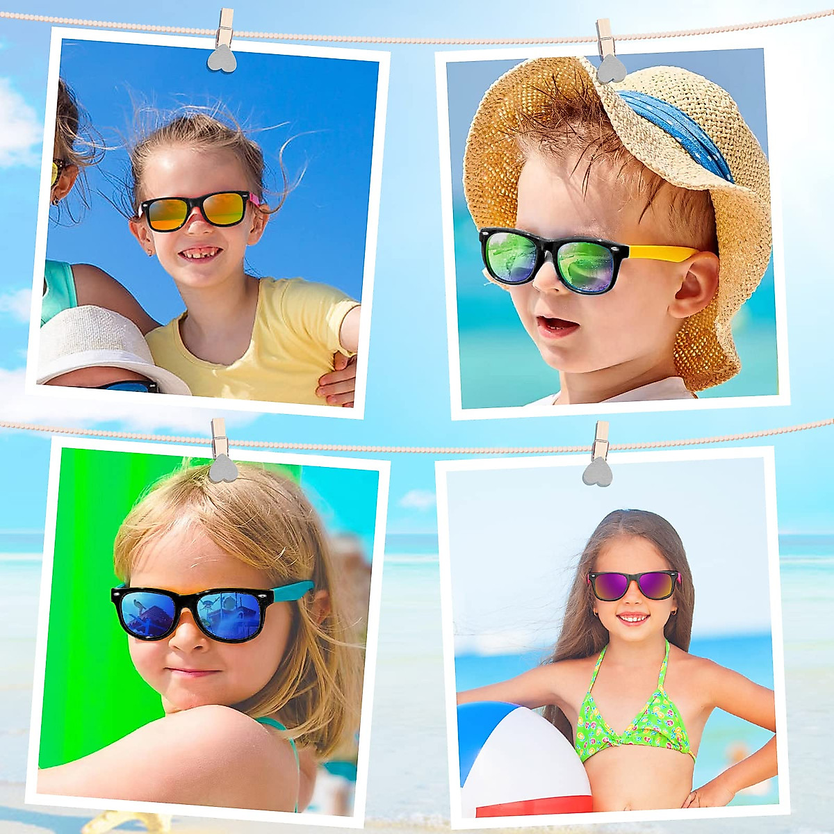 Kids Sunglasses Party Favors, 64 Pack Neon Sunglasses in Bulk with UV400 Protection, Boys Girls Eyewear Pack, Glasses Gift for Birthday Graduation Beach Pool Party Favors Supplies Goody Bag Fillers