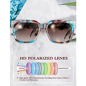 BIRCEN Polarized Trendy Sunglasses for Women: UV Protection Womens and Mens Square Shades with Acetate Frame BC2003