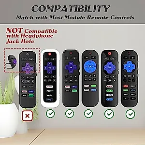 GMXT Remote Cover for Roku TV Remote Control, Battery Cover for TCL Hisense Roku TV Steaming Stick 4k 4K+ Roku Voice Remote, Universal Silicone Sleeve Case with Glow in The Dark (White)