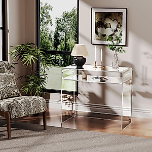 solaround Acrylic Desk Laptop Study Table Home Office Console Table Entrance Table, 33.5'' x 15.7'' x 29.5'' (Clear)