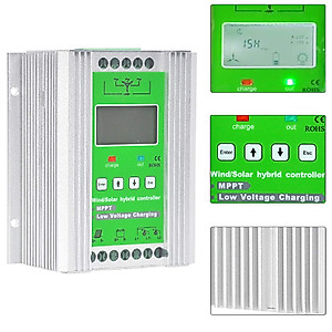 Pikasola 1400W 12/24v Battery Off Grid Controller Wind Turbine Solar Hybrid MPPT Charge Boost Controller with Unloader Suitable for 800w Wind Generator 600w Solar Panel System Controller