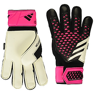 adidas Unisex-Adult Match Fingersave Predator Goalie Gloves, Black/White/Team Shock Pink, 8