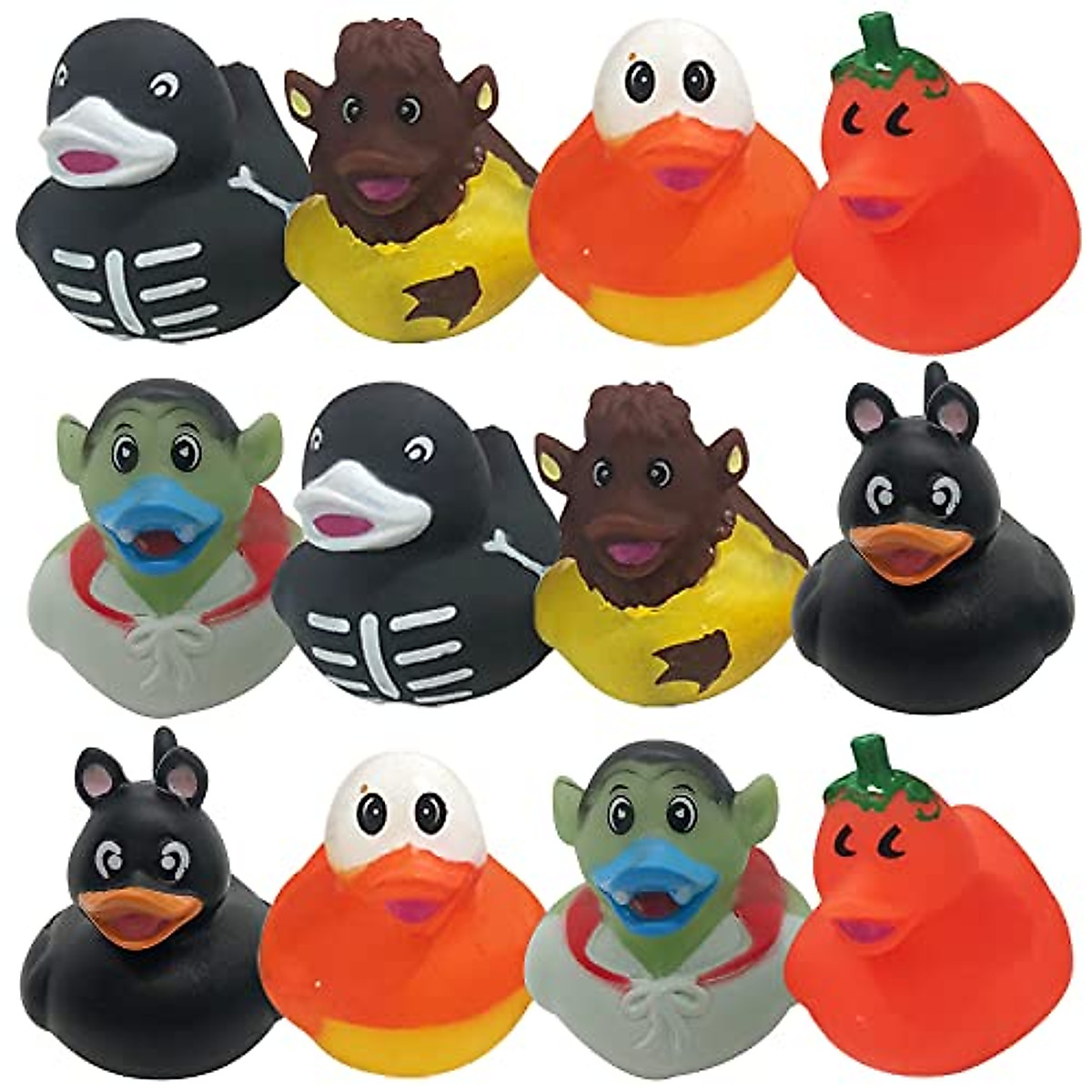 ArtCreativity 2.5 Inch Assorted Halloween Rubber Duckies for Kids, Pack of 12, Variety of Halloween Characters, Trick or Treat Supplies, Goodie Bag Fillers, Party Favors, Halloween Themed Bathtub Toys