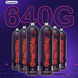 GreatWhip 640g Whipped Cream Chargers Cylinders Aluminum Construction Lightest Whip Cream Tank Cartridge (12 Cylinders）