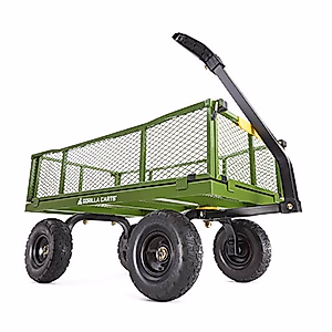Gorilla Carts 4 Cu. Steel Utility Cart with No-Flat Tires, Green (Amazon Exclusive)