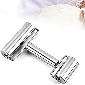 Goeielewe Rolling Pin Double Roller, Stainless Steel Pastry and Pizza Double Dough Baker Roller Metal Kitchen Utensils Ideal for Baking Dough, Pizza, Pie, Pastries, Pasta and Cookies