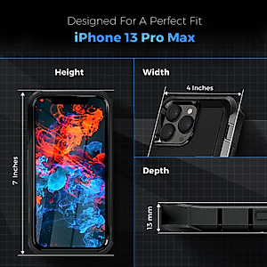 MOTIVE iPhone 13 Pro Max Case, Heavy Duty Protective Case, Shockproof, Dustproof, Quad Layer Hard Protective Cover, Screen-Camera Bezel Protection, Black 6.7" Pro Max | Black